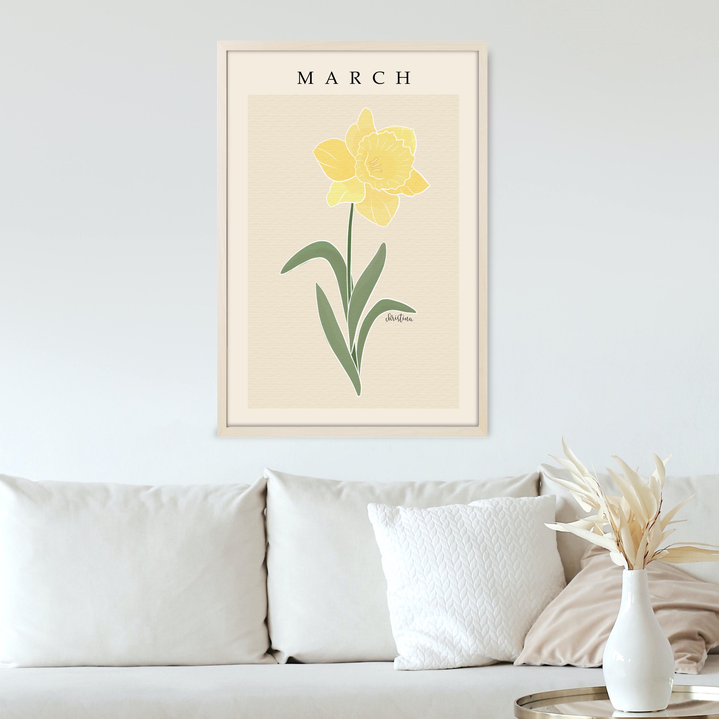 March Daffodil Birth Month Flower Print Personalized Birth Flower ...