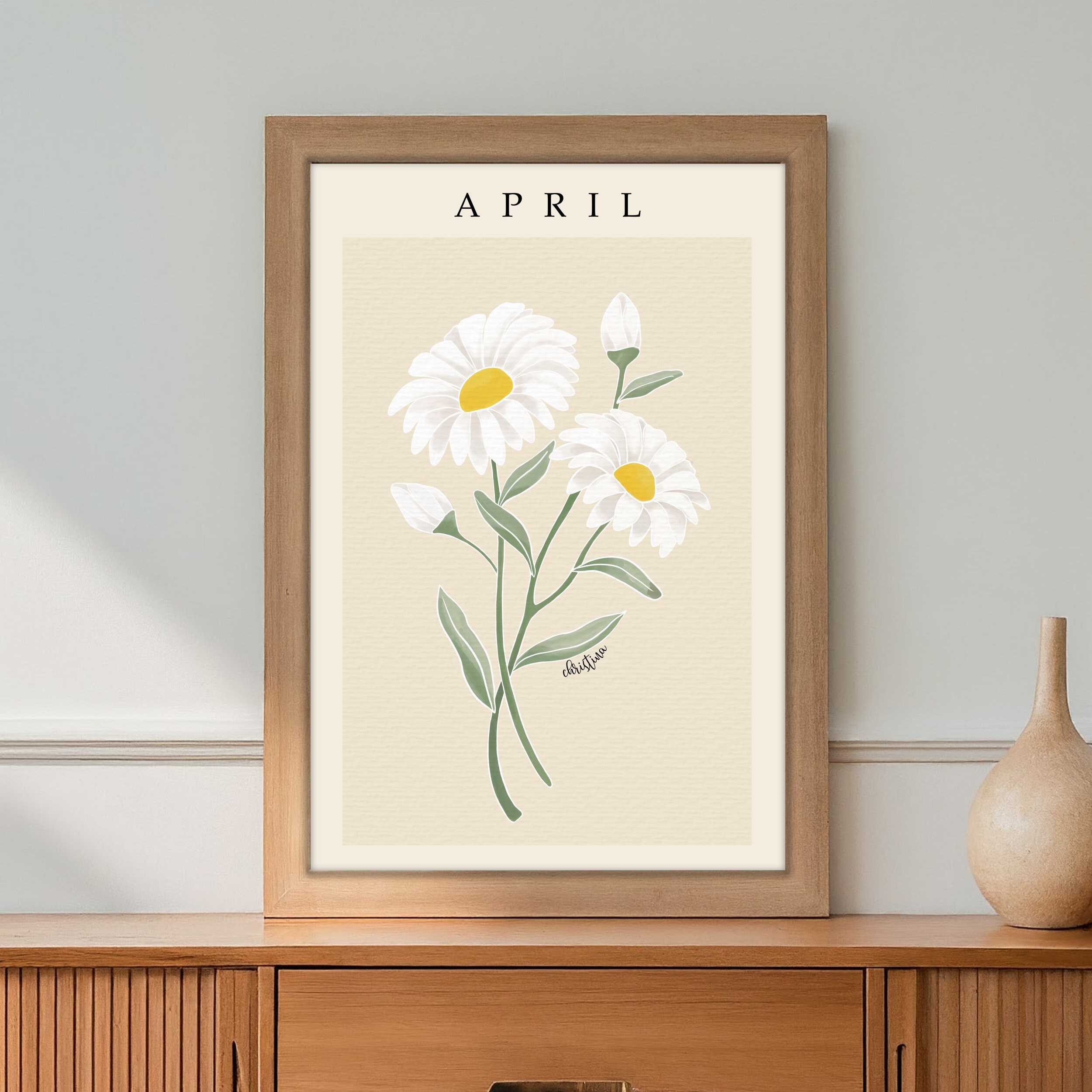 April Daisy Birth Month Flower Print Personalized Birth Flower Poster ...