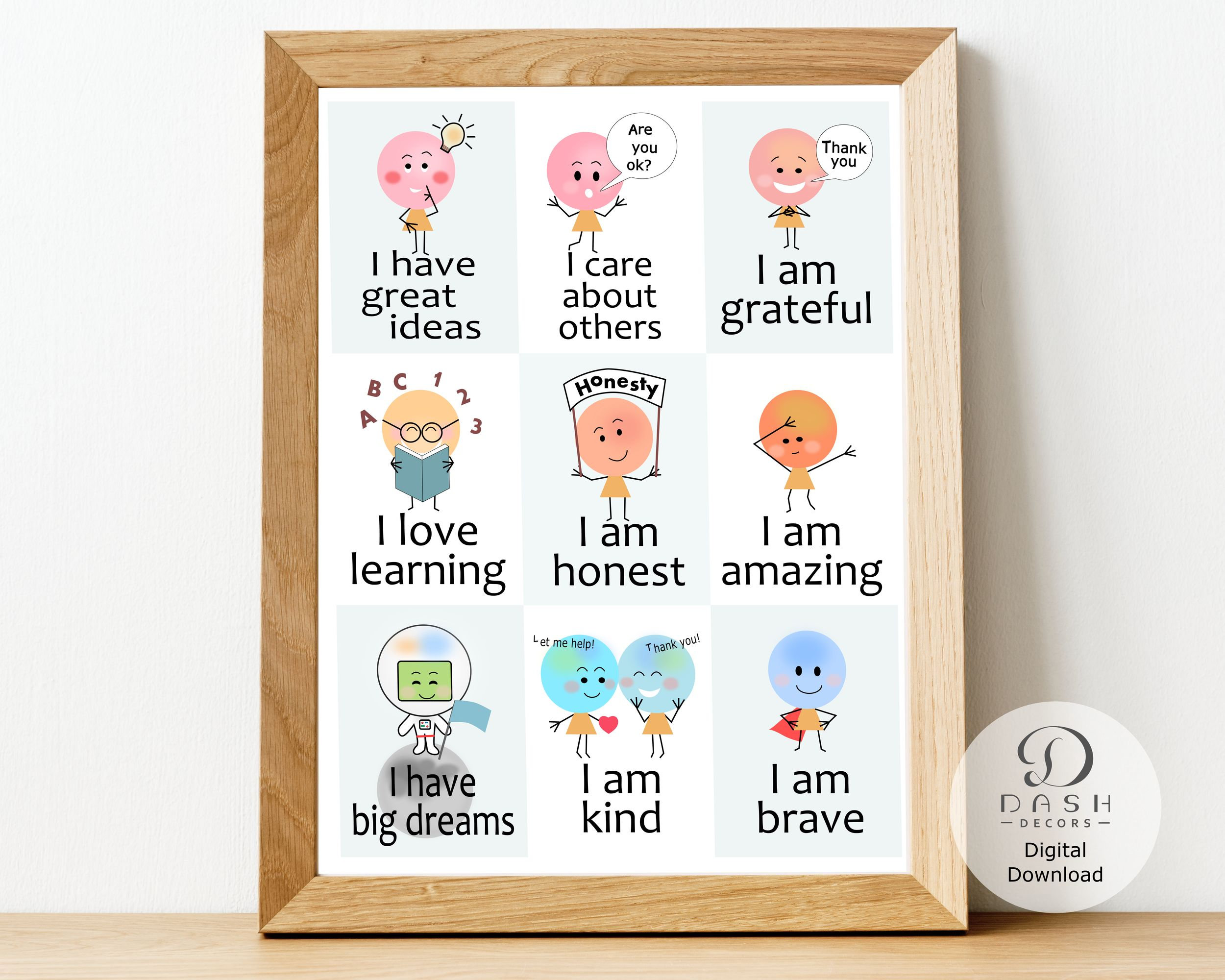 Words of Affirmation Wall Art for Kids Daily School Affirmation Poster ...