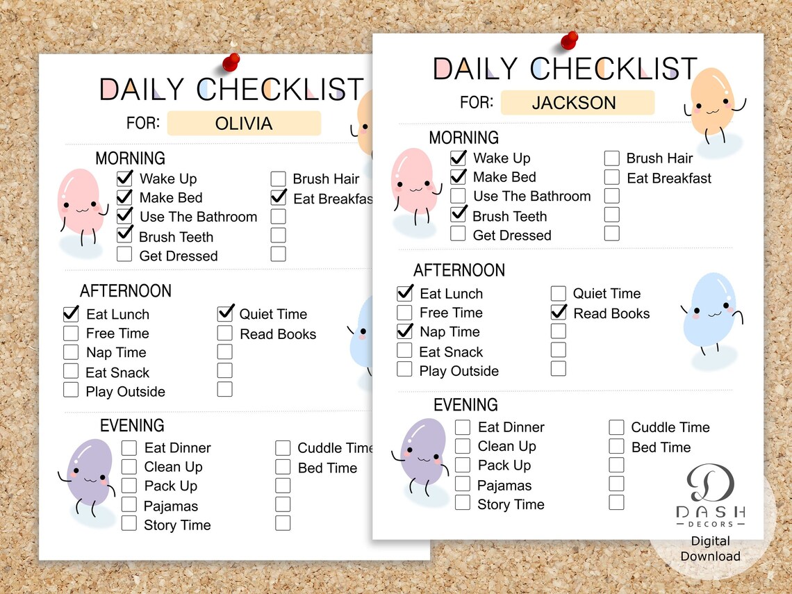 Editable Chore & Routine Chart for Kids - Digital Daily Behavior Chart ...