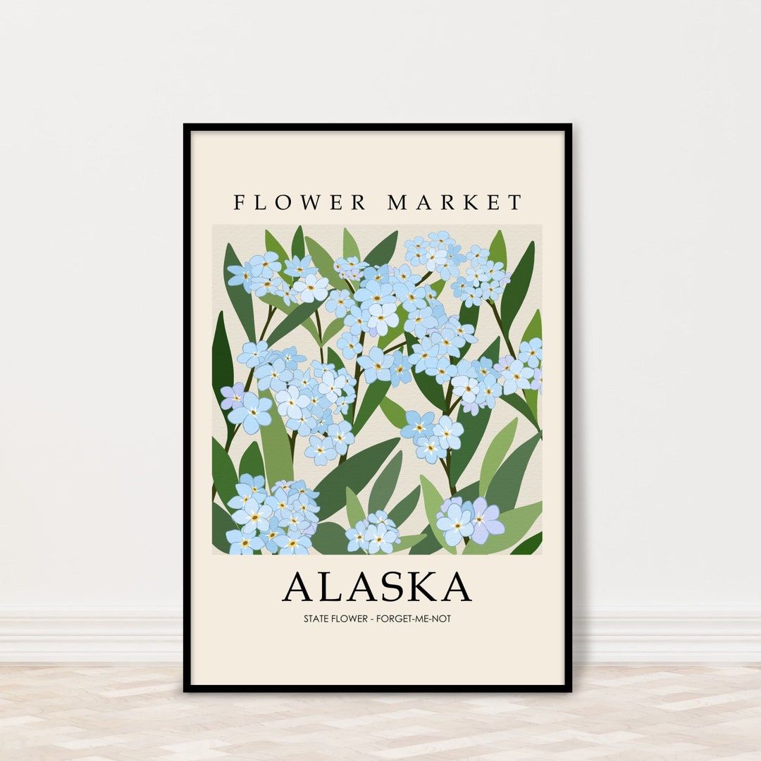 Alaska Forget-me-not Flower Market Print | Alaska Art Blue State Flower ...