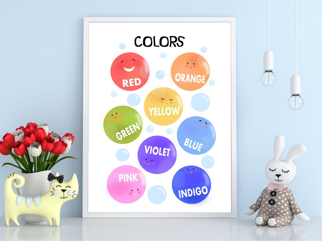 Rainbow Bubble Color Chart Poster for Kids and Toddlers - Montessori ...