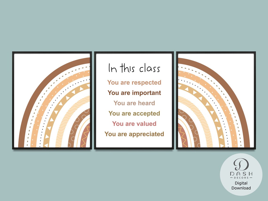 Boho Rainbow Classroom Affirmation Posters for Kids Set of 3 | Etsy