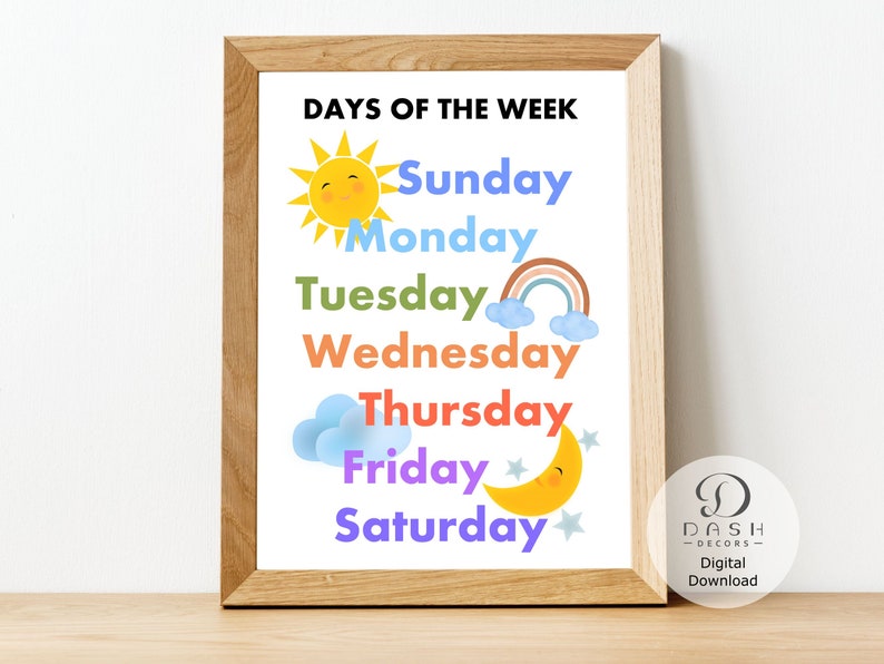 days-of-the-week-printable-chart-poster-and-print-for-kid-etsy