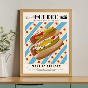 Chicago Pizza Poster, Chicago-style Deep-dish Pizza Art Print, Retro ...
