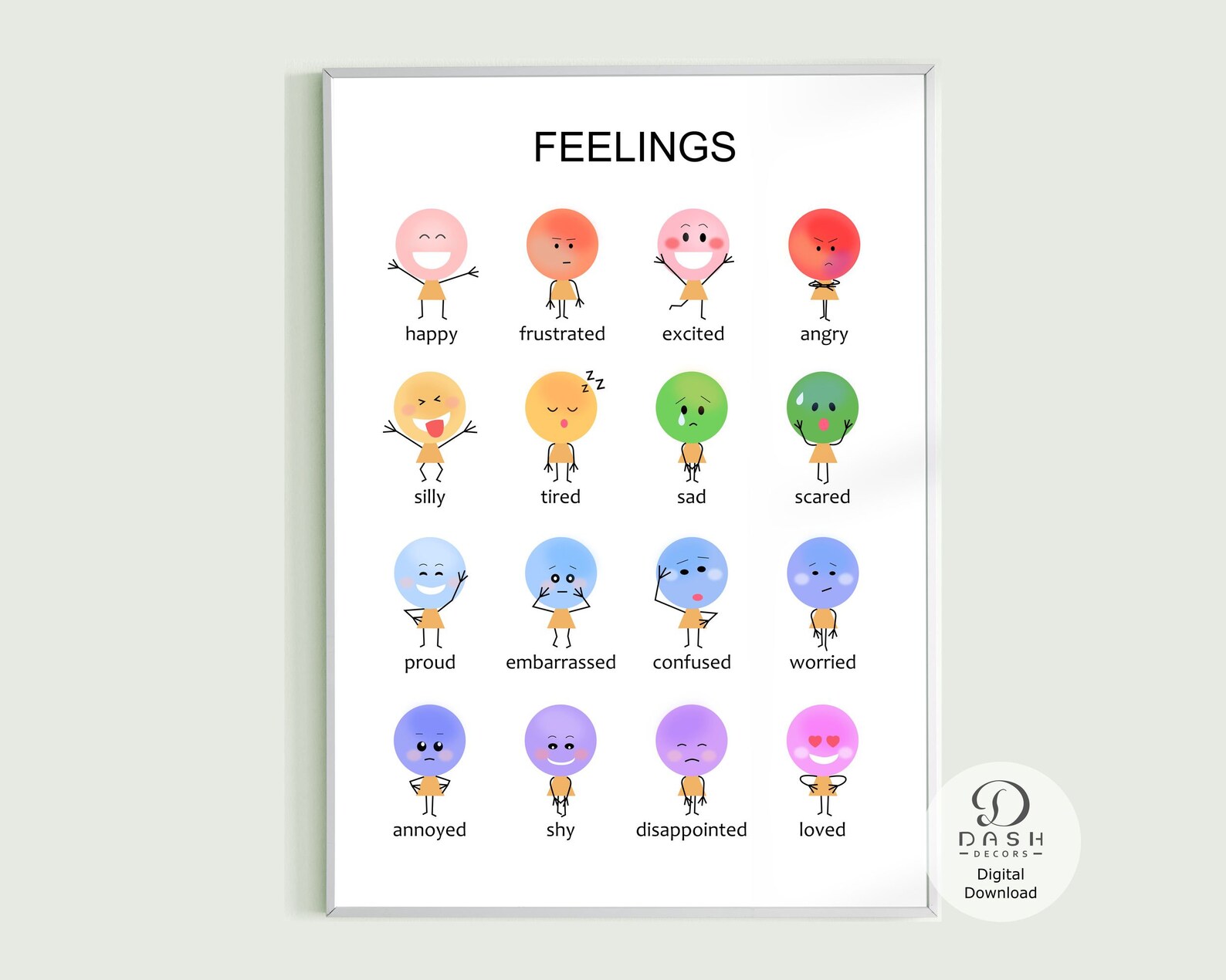 Rainbow Feelings Chart & Poster for Kid Feeling Chart Poster - Etsy