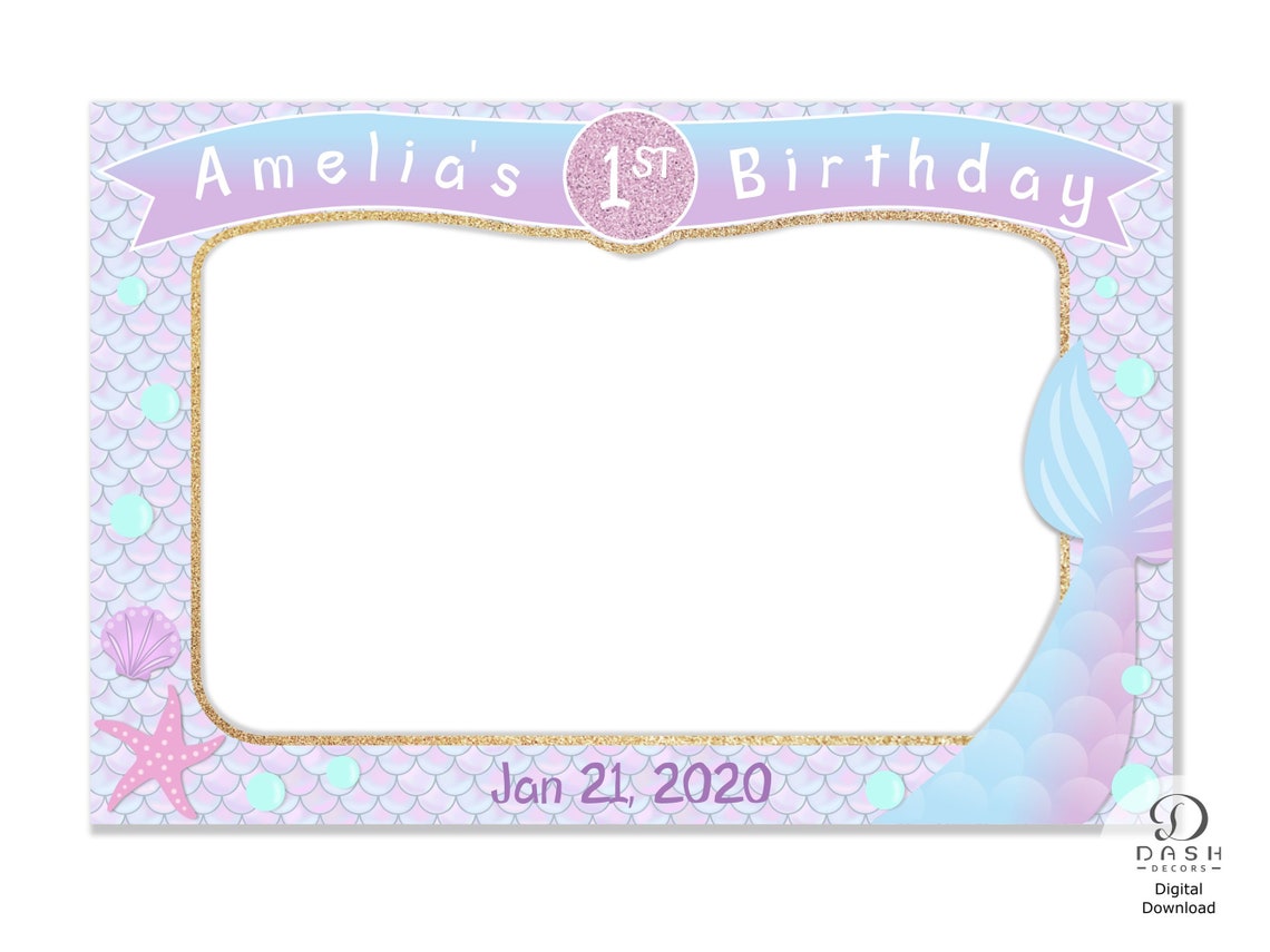 DIY Personalized Mermaid Photo Booth Frame - Selfie Frame Photo Booth ...