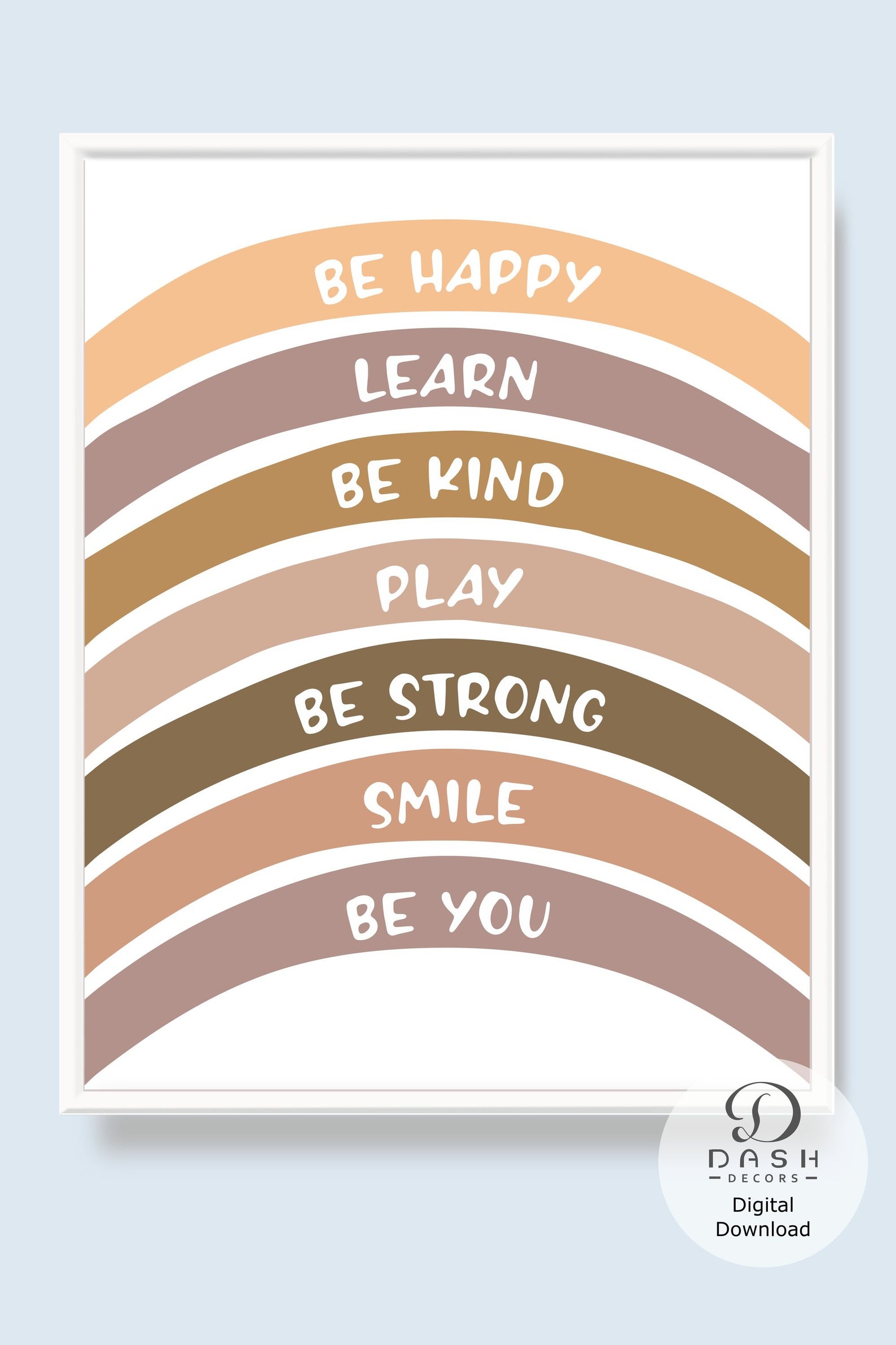 Boho Rainbow Daily Affirmation Wall Art for Kid's Room, Playroom ...