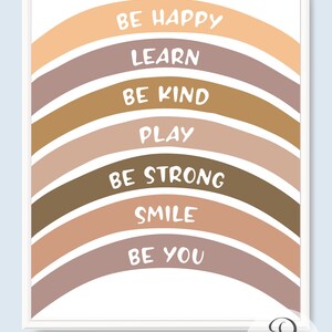 Boho Rainbow Daily Affirmation Wall Art for Kid's Room, Playroom ...