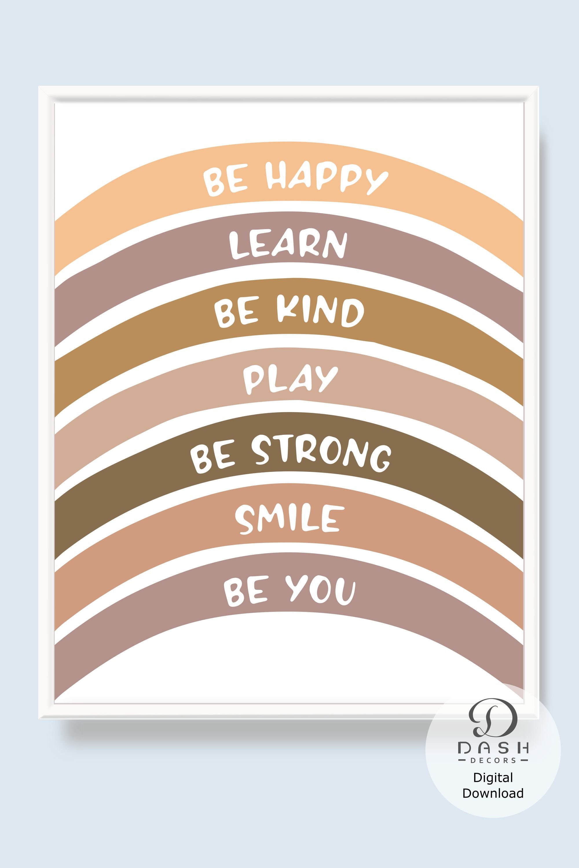 Boho Rainbow Daily Affirmation Wall Art for Kid's Room, Playroom ...