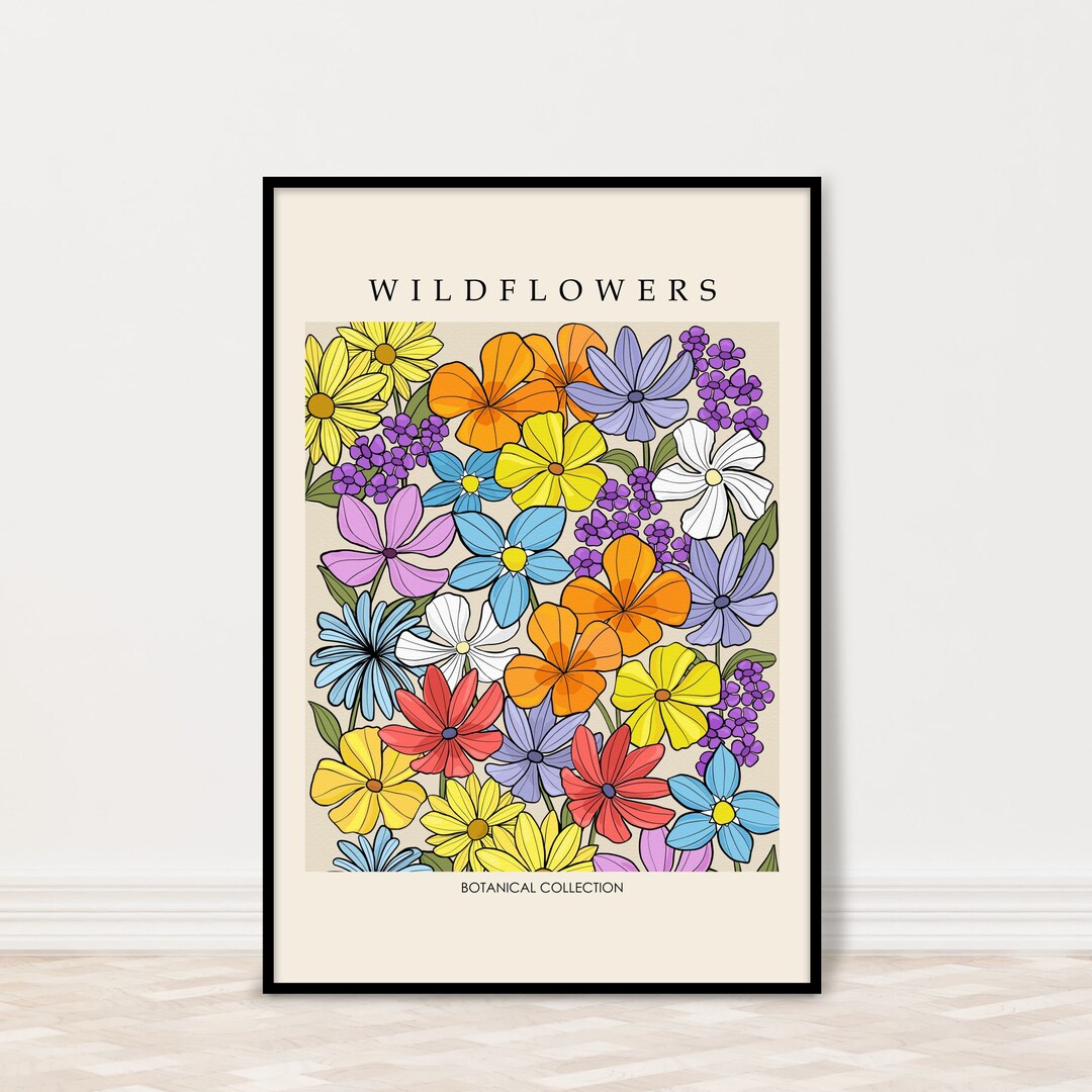 Wildflowers Art Print | Colorful Botanical Floral Poster | Boho Home ...