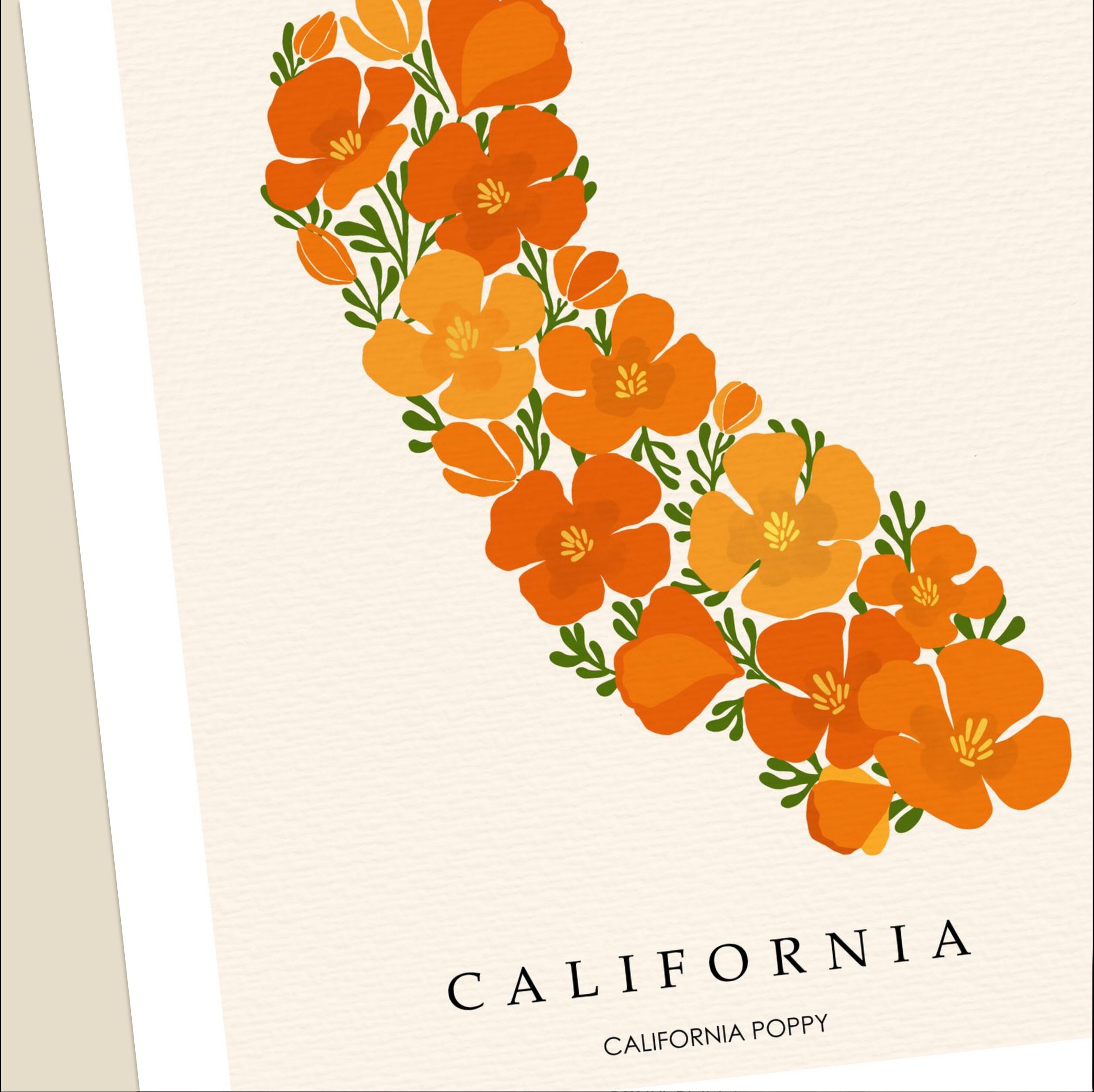 California Poppy State ART PRINT, California State Flower Poster ...