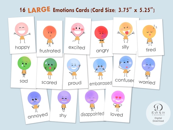 Large Emotions Flash Cards Feelings Flash Cards for | Etsy