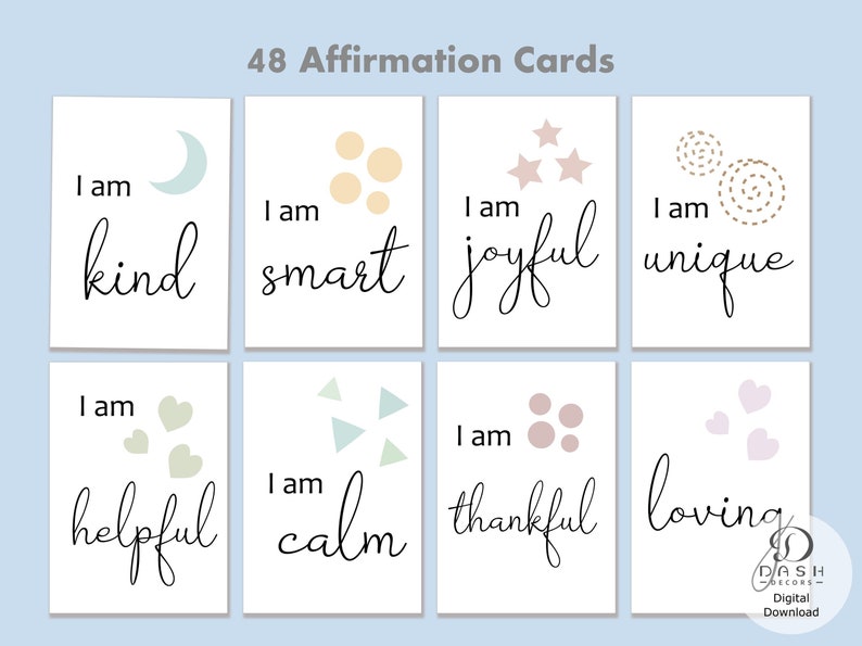 Printable Toddler Affirmation Cards Set for Kids & Toddlers Set of 48 ...