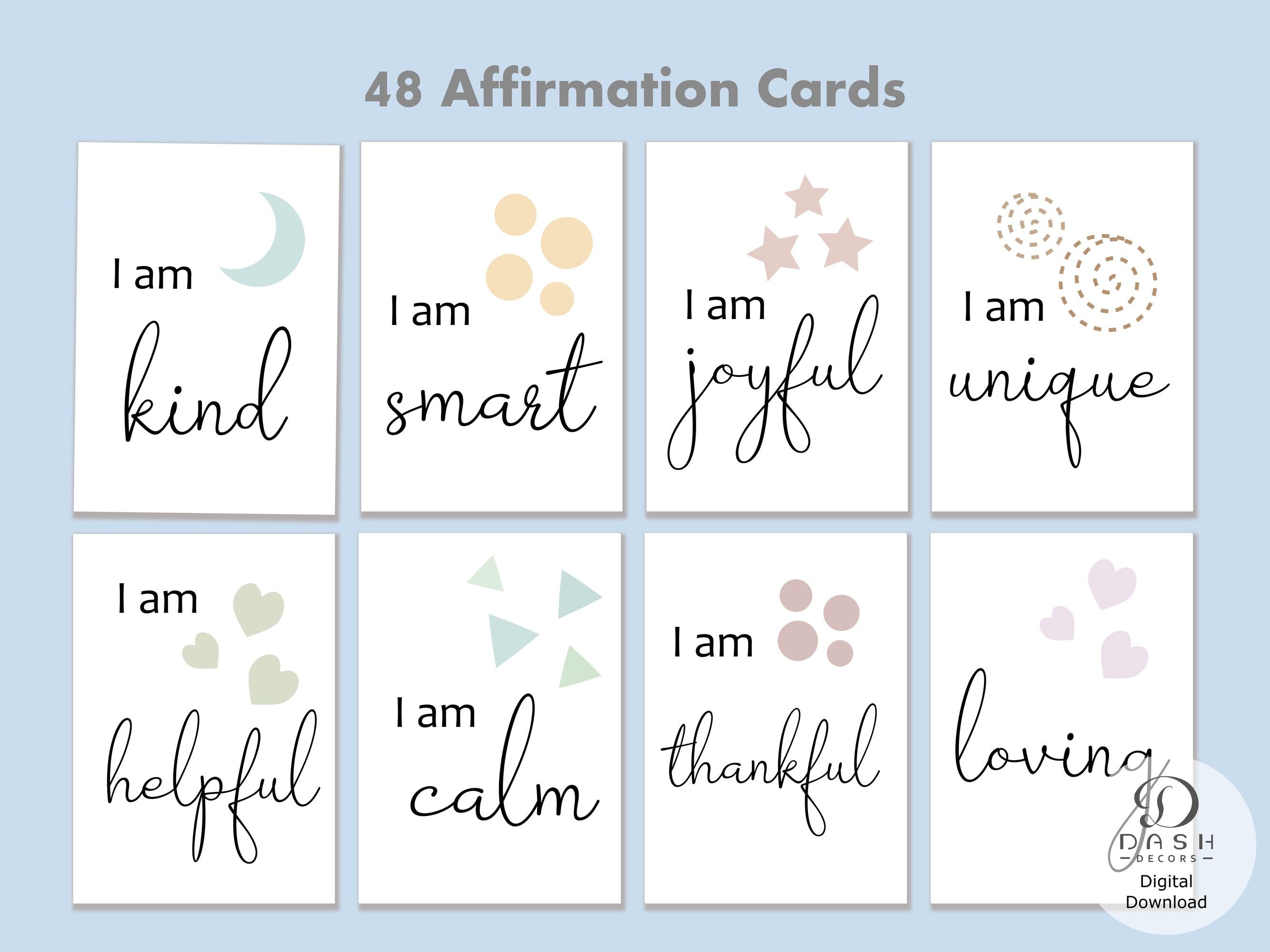 Printable Toddler Affirmation Cards Set for Kids & Toddlers Set of 48 ...