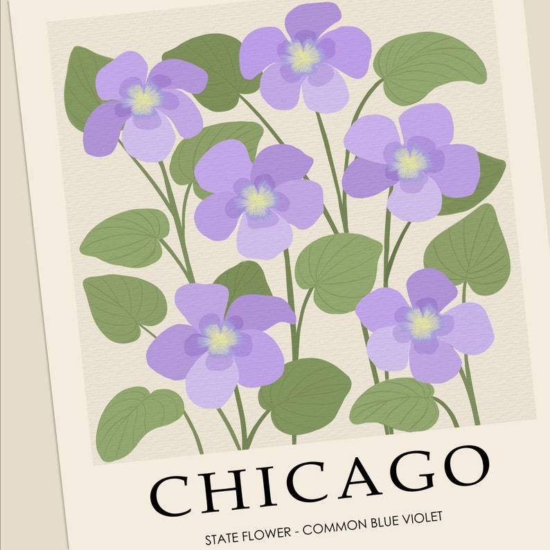 Chicago Flower Market Art Print With Common Blue Violet | Personalized ...