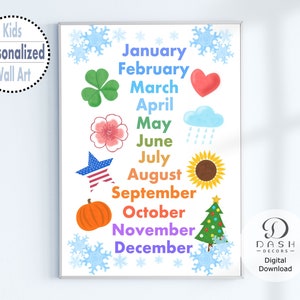 Months of the Year Montessori Poster - Months Educational Learning ...