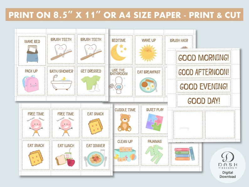 Carte di routine giornaliere stampabili per bambini Schede di routine ...