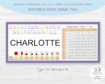Pastel Rainbow Editable Student Name Tags Desk Name Tags - Etsy