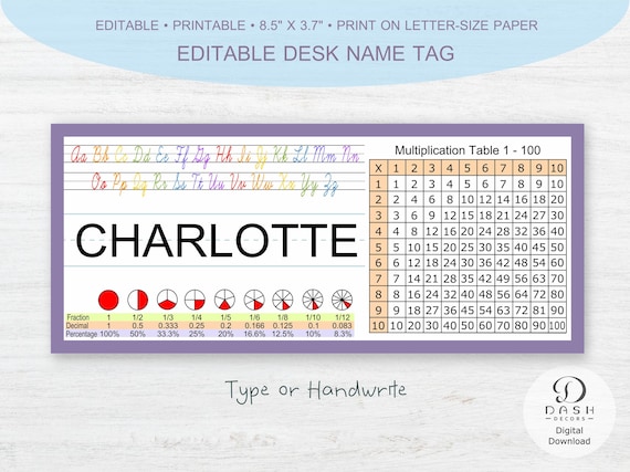 Print For 5th Grade Name Tags