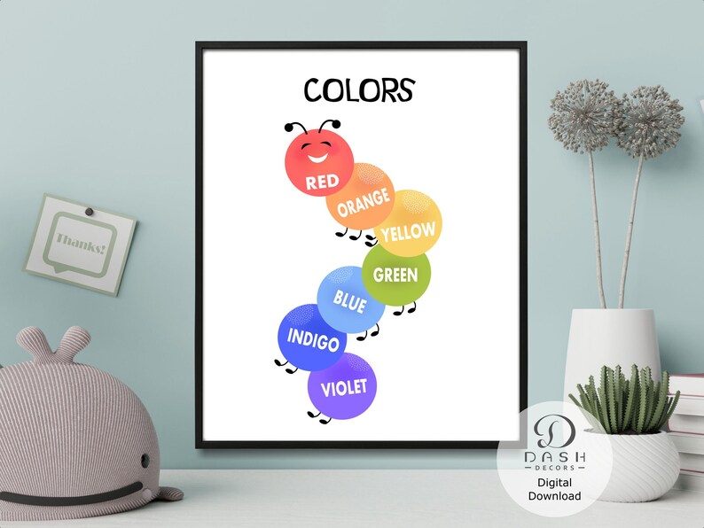 Learning Printable Color Chart & Poster for Pre K Learning Montessori ...