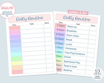 Editable Daily Routine Chore Chart Template for Kids & Toddler | Etsy