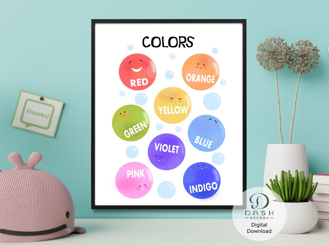 Rainbow Bubble Color Chart Poster for Kids and Toddlers - Etsy