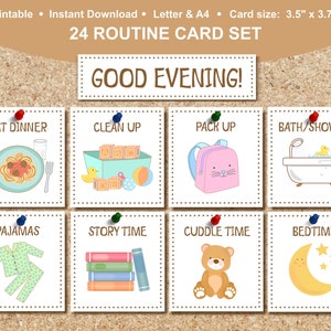 Printable Daily Routine Cards for Kids Visual Routine Cards, Schedule ...