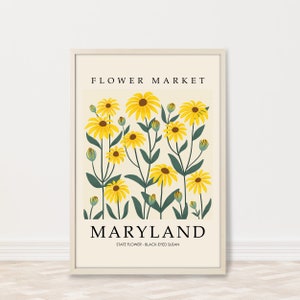 Maryland Black-eyed Susan Flower Market Art Print, Maryland State ...