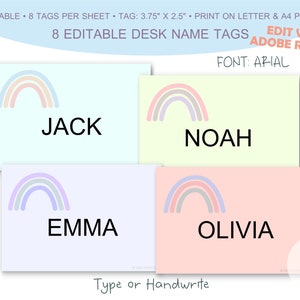 Editable Rainbow Student Name Tags, Classroom Name Tags for Classroom ...