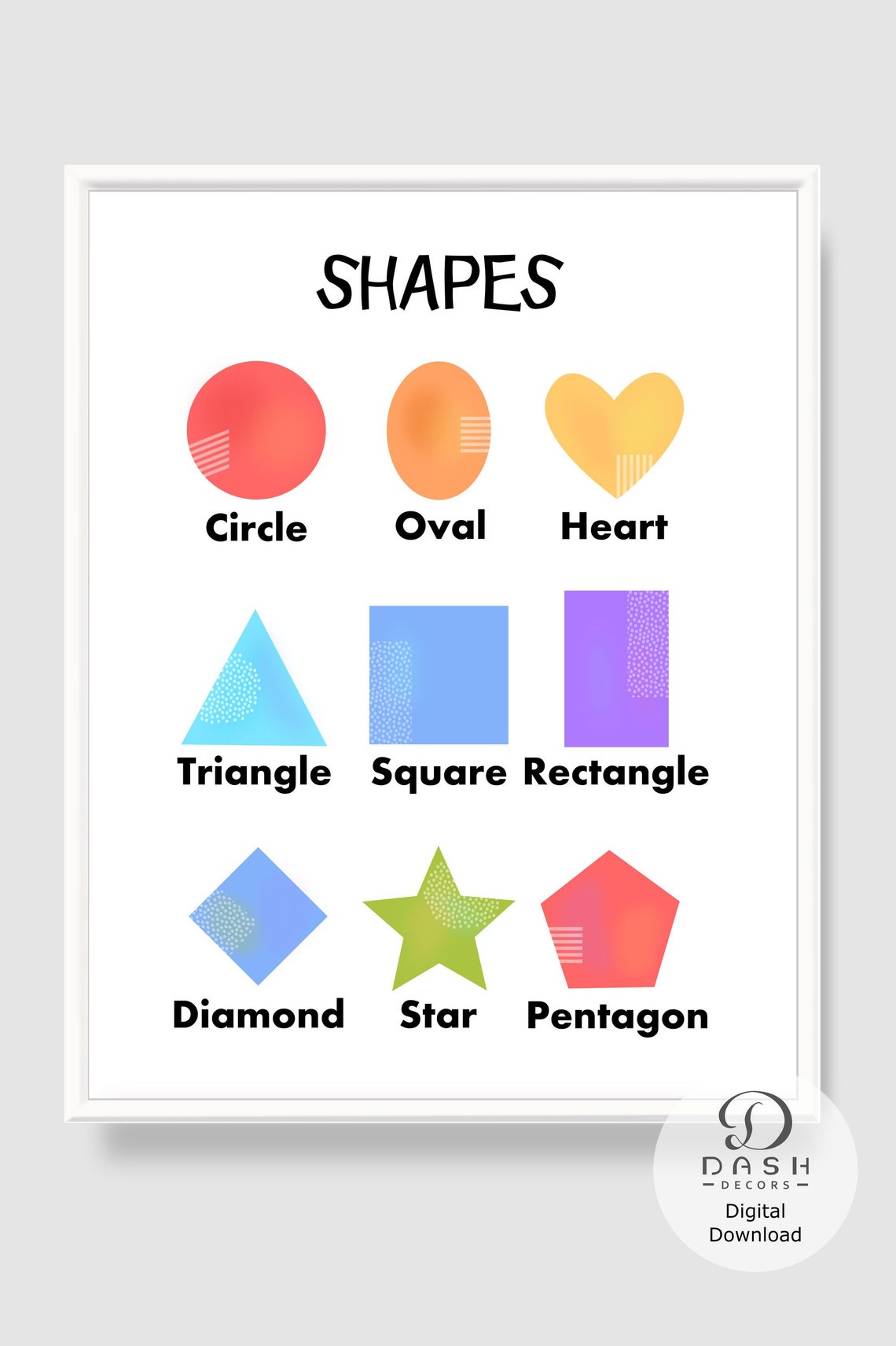 Geometric Shapes Printable Poster & Chart Rainbow Color Montessori ...