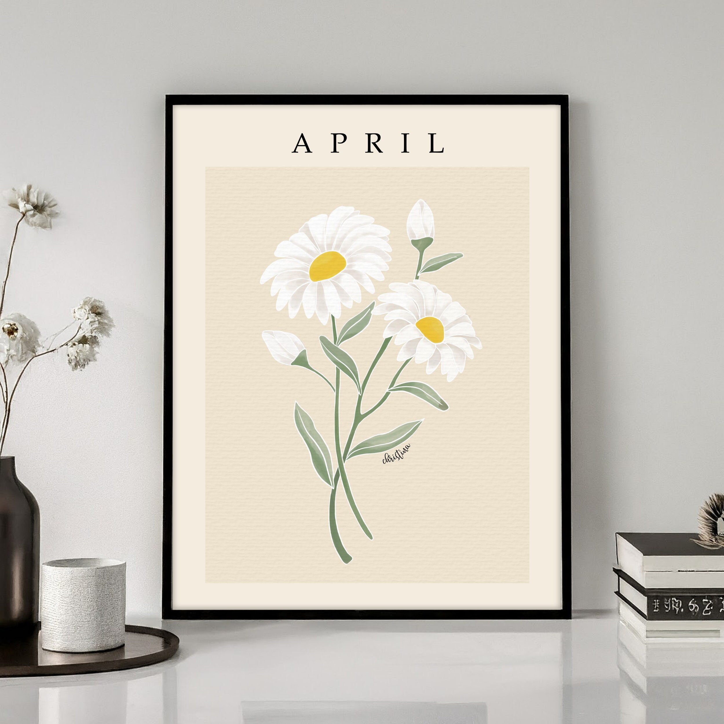 April Daisy Birth Month Flower Print Personalized Birth Flower Poster ...
