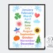 Months of the Year Montessori Poster Months Educational Learning ...