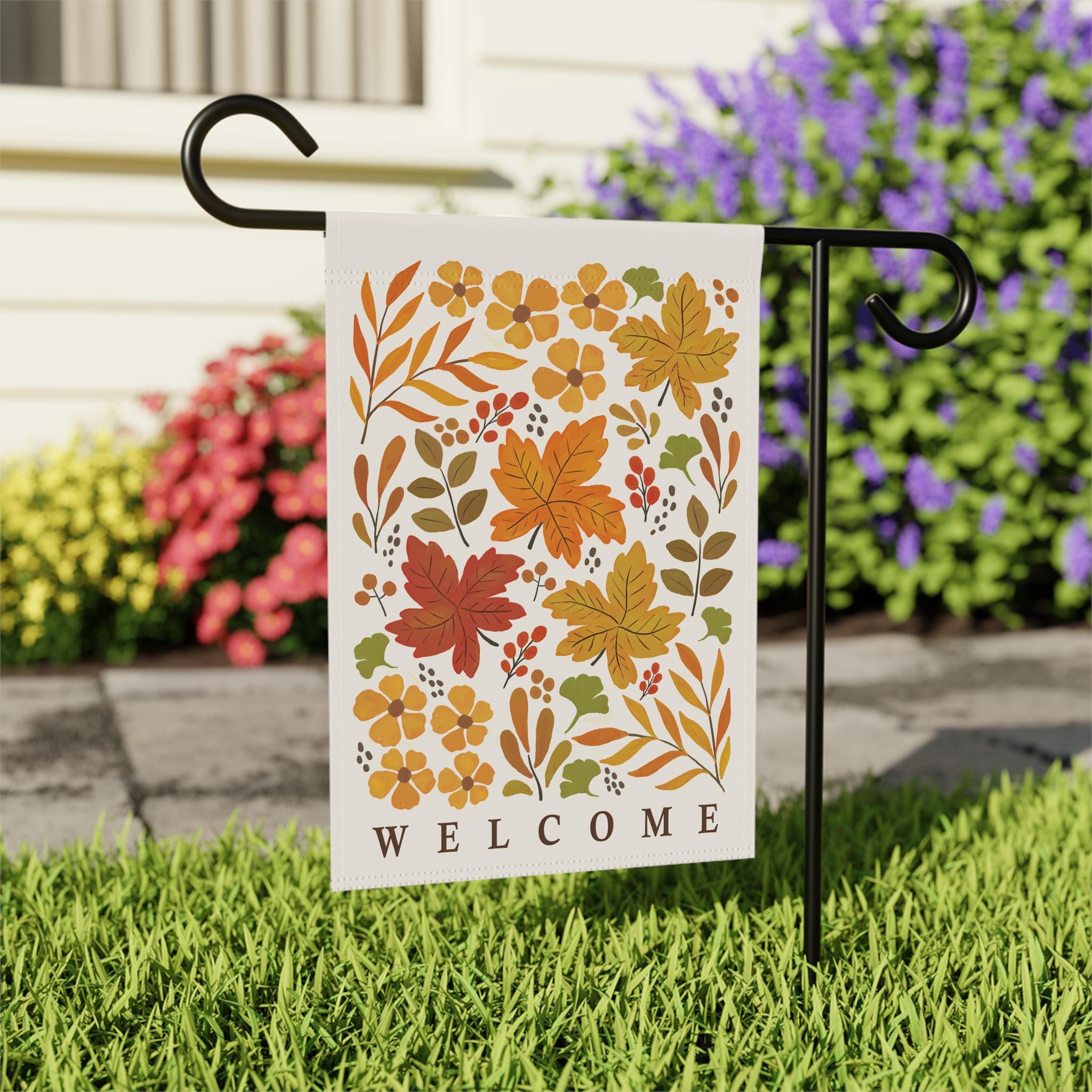 Boho Fall Foliage Welcome Garden Flag and House Flag | Cottagecore ...