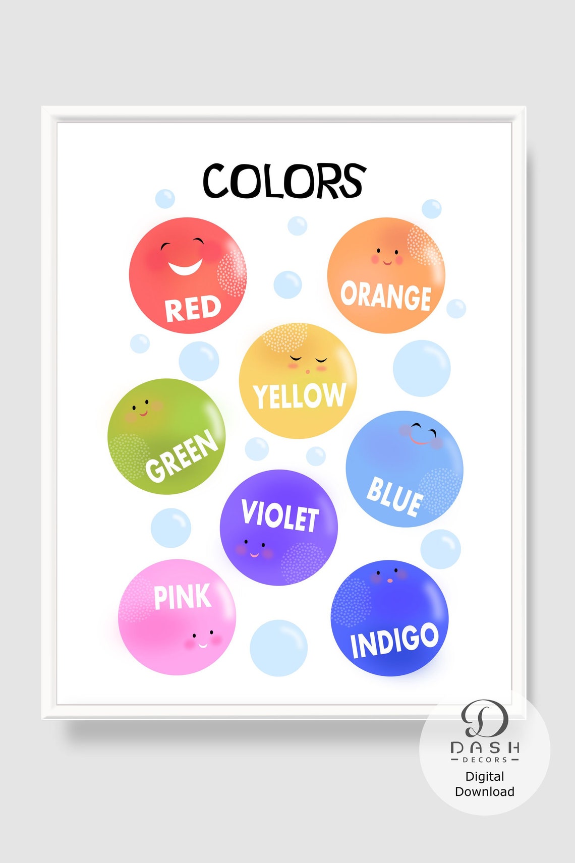 Rainbow Bubble Color Chart Poster for Kids and Toddlers - Etsy