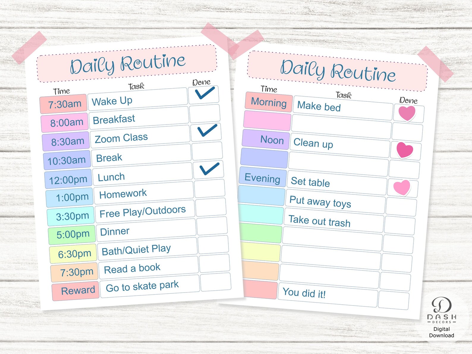 Editable Daily Routine Chart & Chore Chart for Kids Printable Reward ...