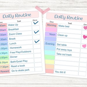 Editable Daily Routine Chart & Chore Chart for Kids - Printable Reward ...
