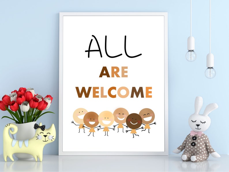 All Are Welcome Here Sign for Classroom & Preschool - All Are Welcome ...