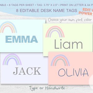 Editable Rainbow Classroom Name Tags for Classroom Desk, Desk Name Tags ...