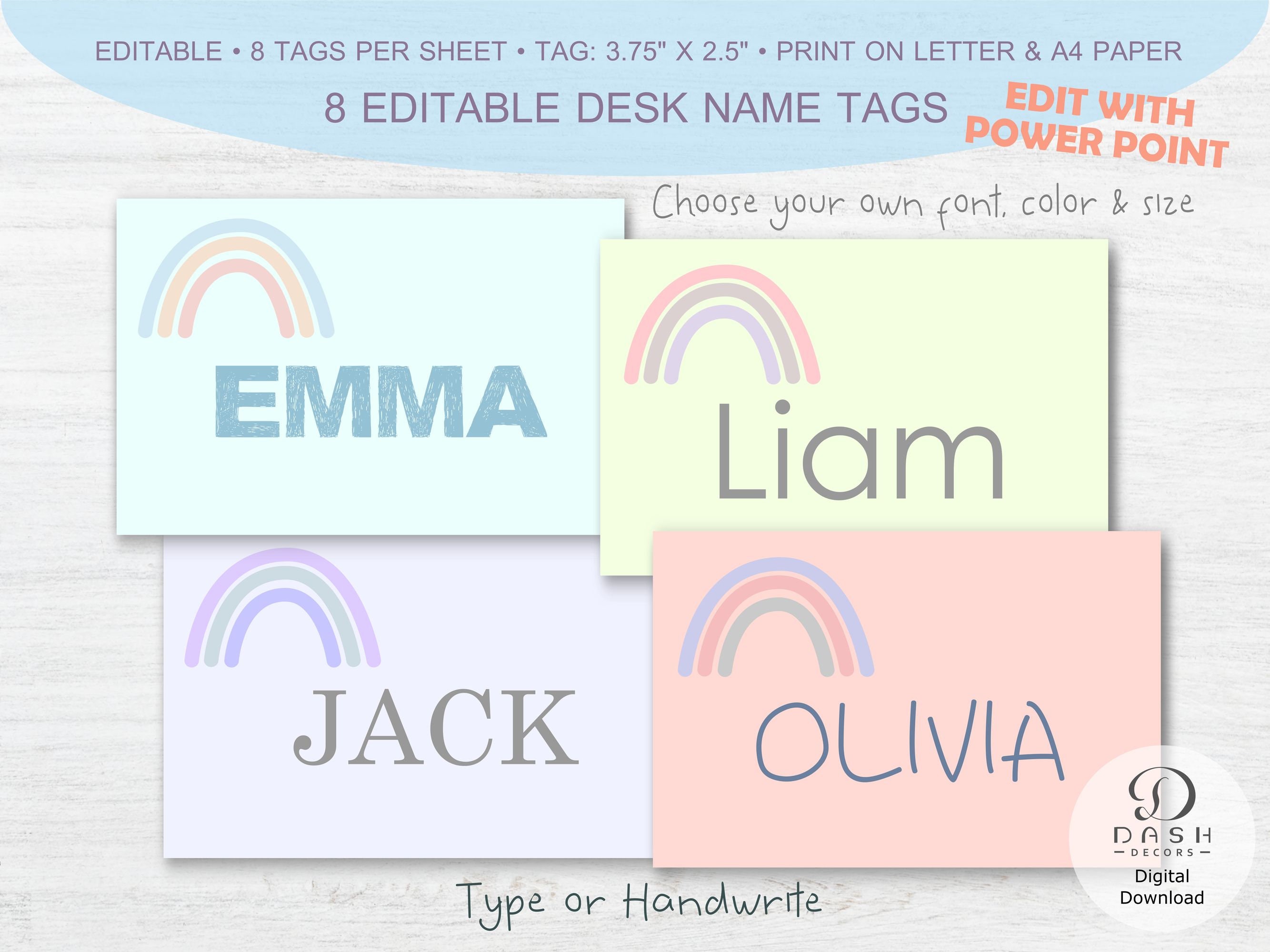 Editable Rainbow Classroom Name Tags for Classroom Desk, Desk Name Tags ...