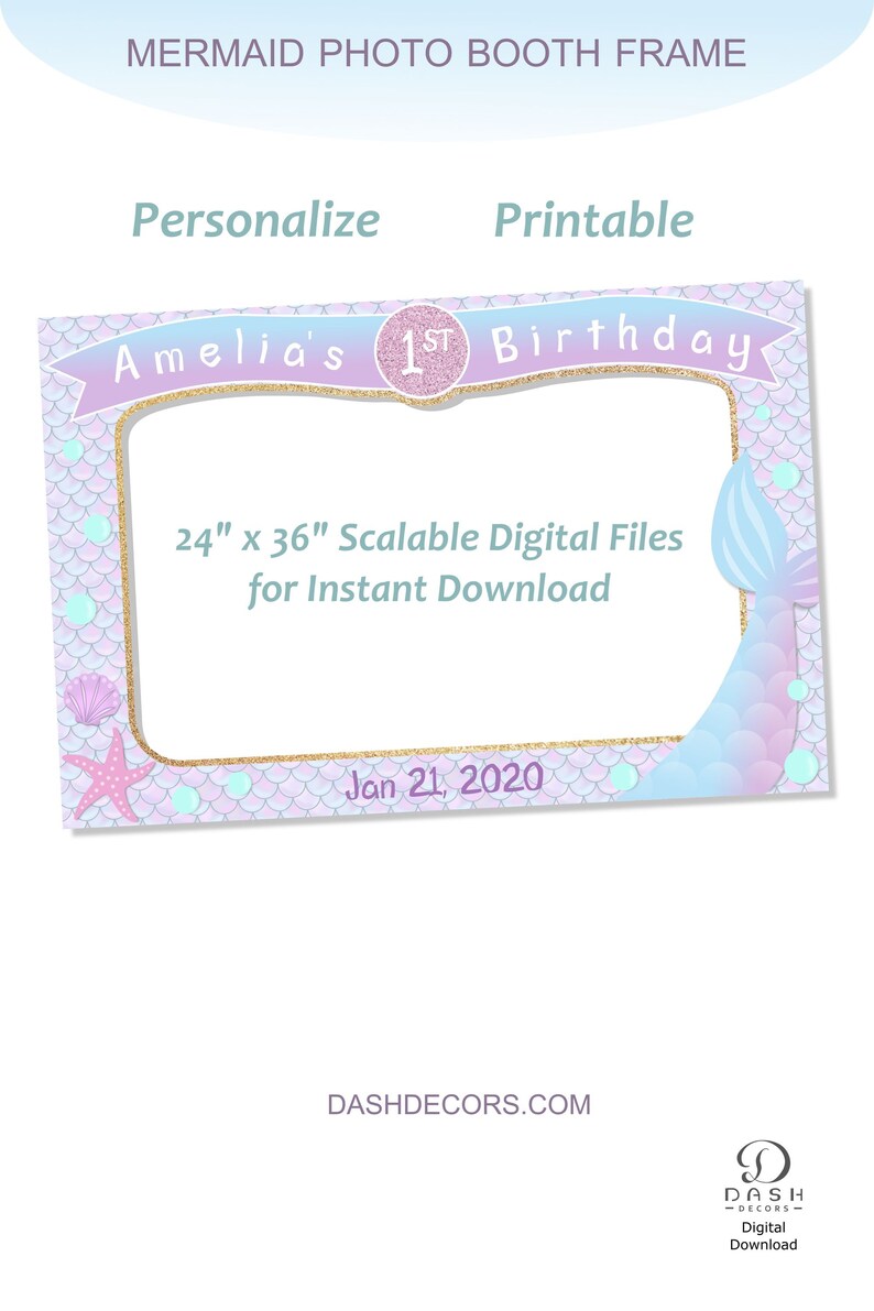 DIY Personalized Mermaid Photo Booth Frame - Selfie Frame Photo Booth ...
