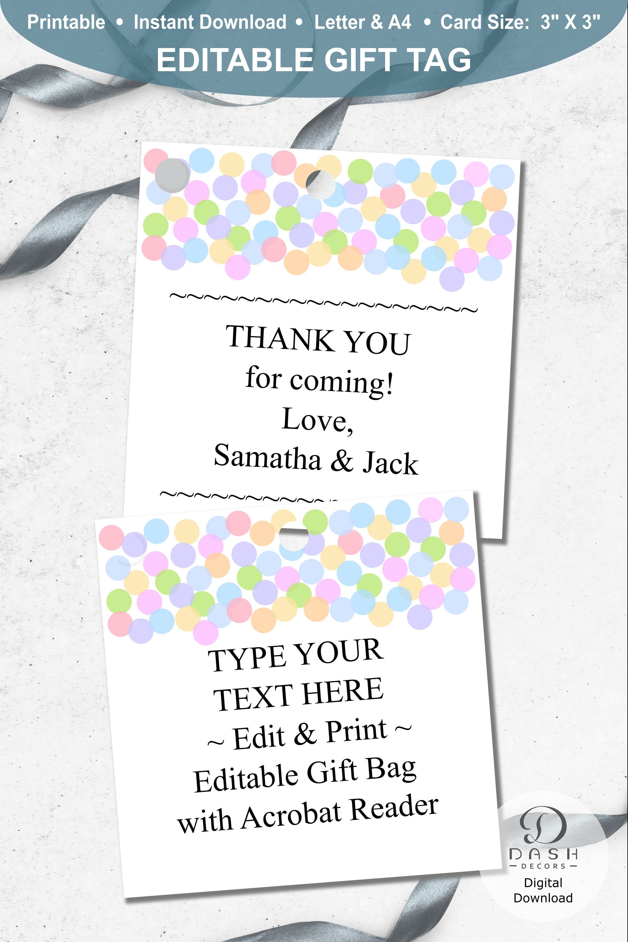 Editable Gift Tags Printable Pastel Confetti Custom - Etsy
