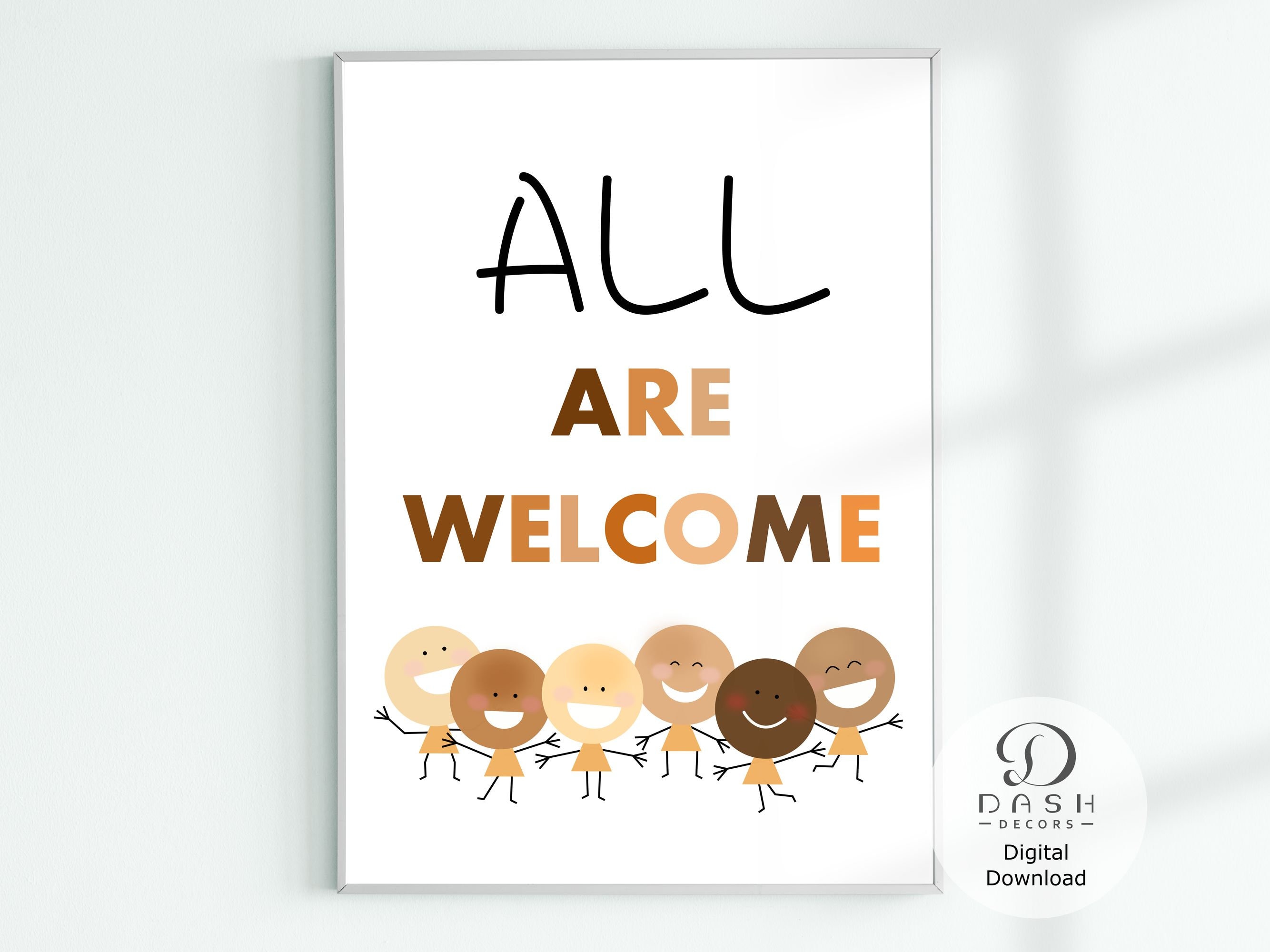 All Are Welcome Here Sign for Classroom & Preschool All Are - Etsy