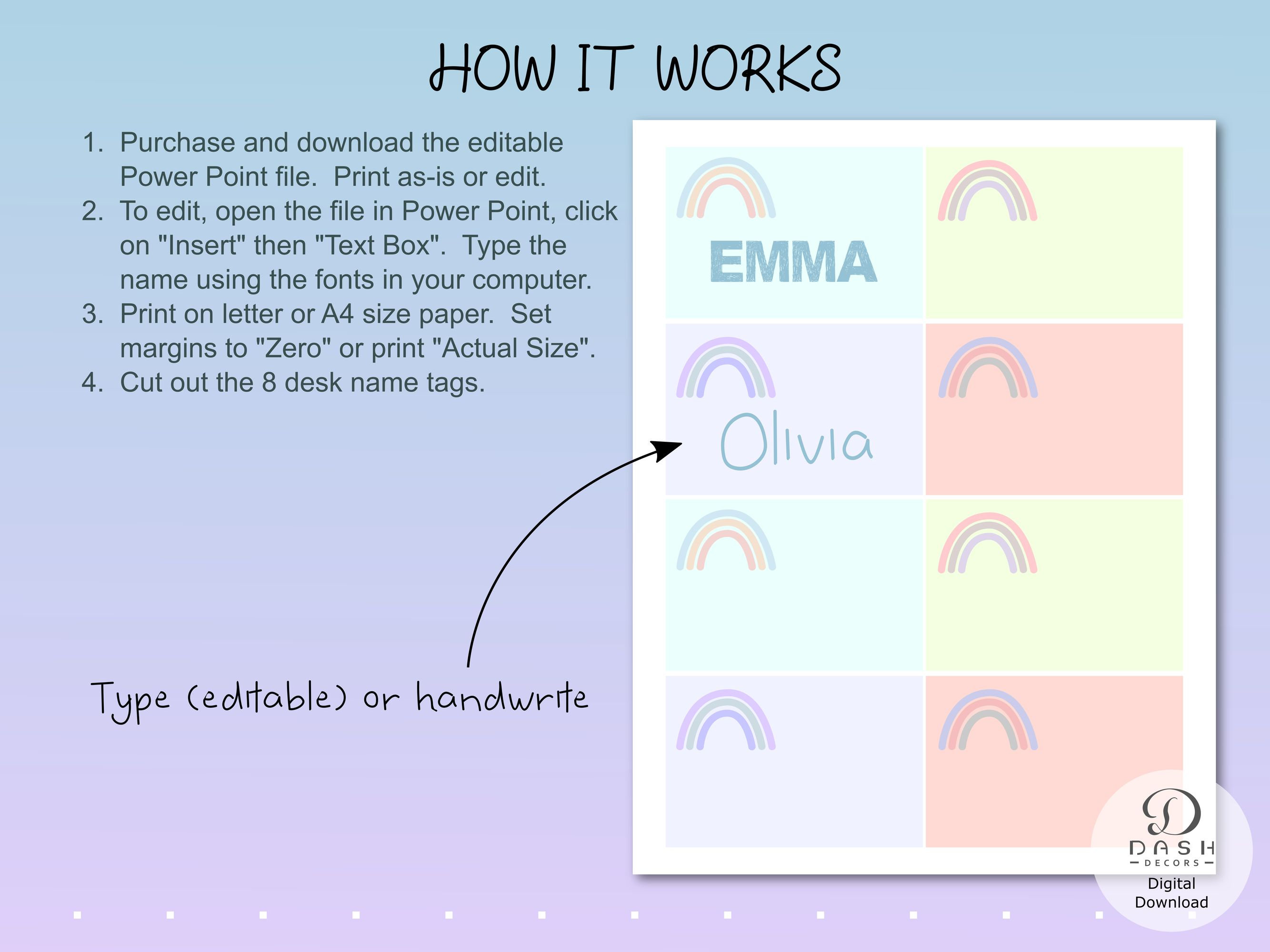 Editable Rainbow Classroom Name Tags for Classroom Desk, Desk Name Tags ...
