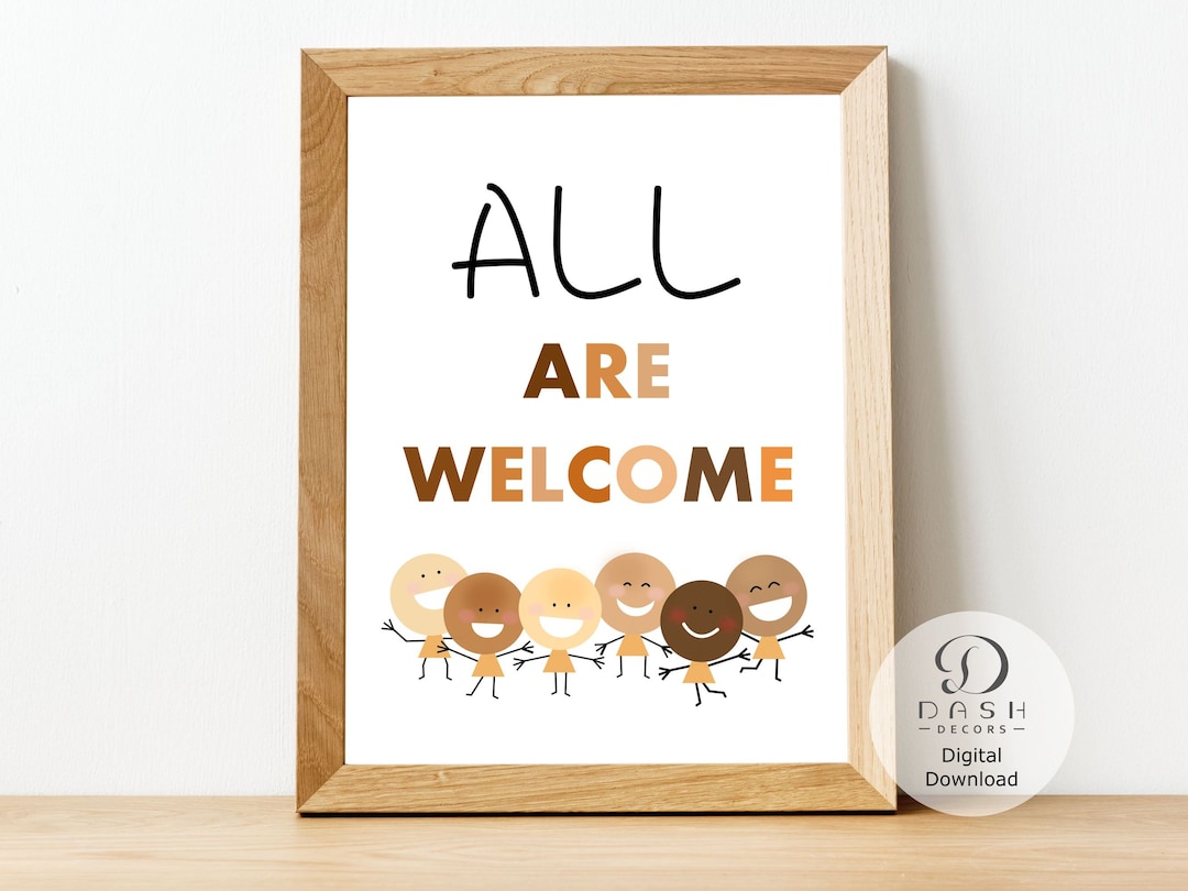 All Are Welcome Here Sign for Classroom & Preschool - All Are Welcome ...