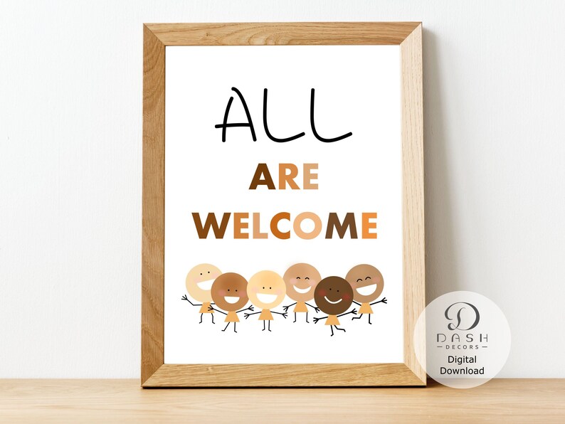 All Are Welcome Here Sign for Classroom & Preschool - All Are Welcome ...