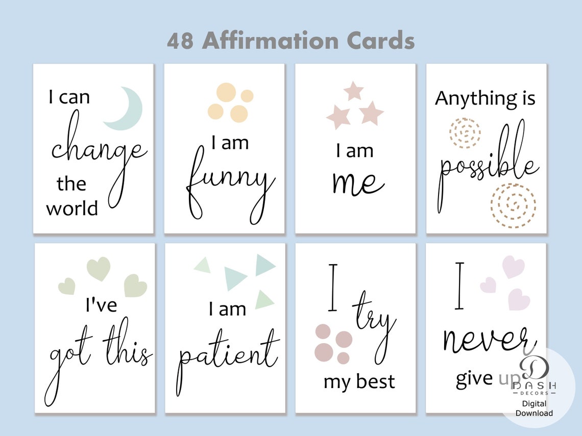 Printable Toddler Affirmation Cards Set for Kids & Toddlers Set of 48 ...