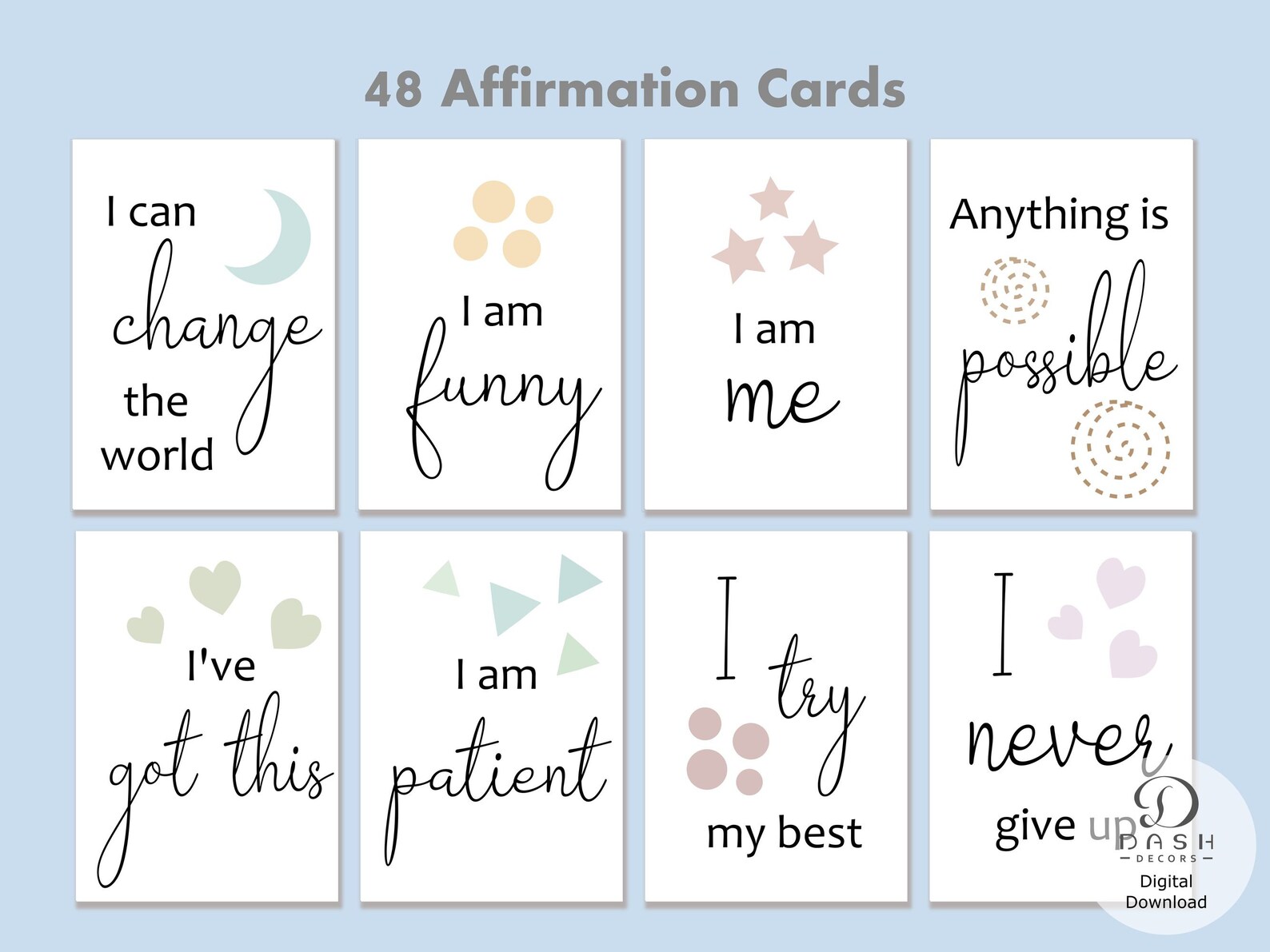 Printable Toddler Affirmation Cards Set for Kids & Toddlers Set of 48 ...
