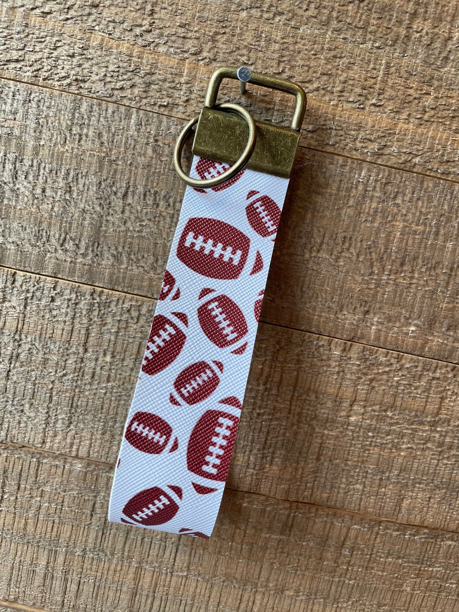 Football Print Faux Leather Keychain / Keychains / Football / | Etsy