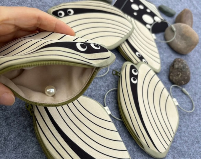 Cute Clam Shell Coin Purse, Card Holder, Mini Storage Pouch - Small ...